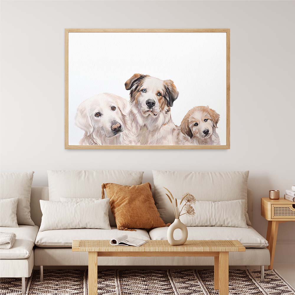 Personalized Triple-Pet Portrait | Hand-Painted Watercolor Masterpiece ...