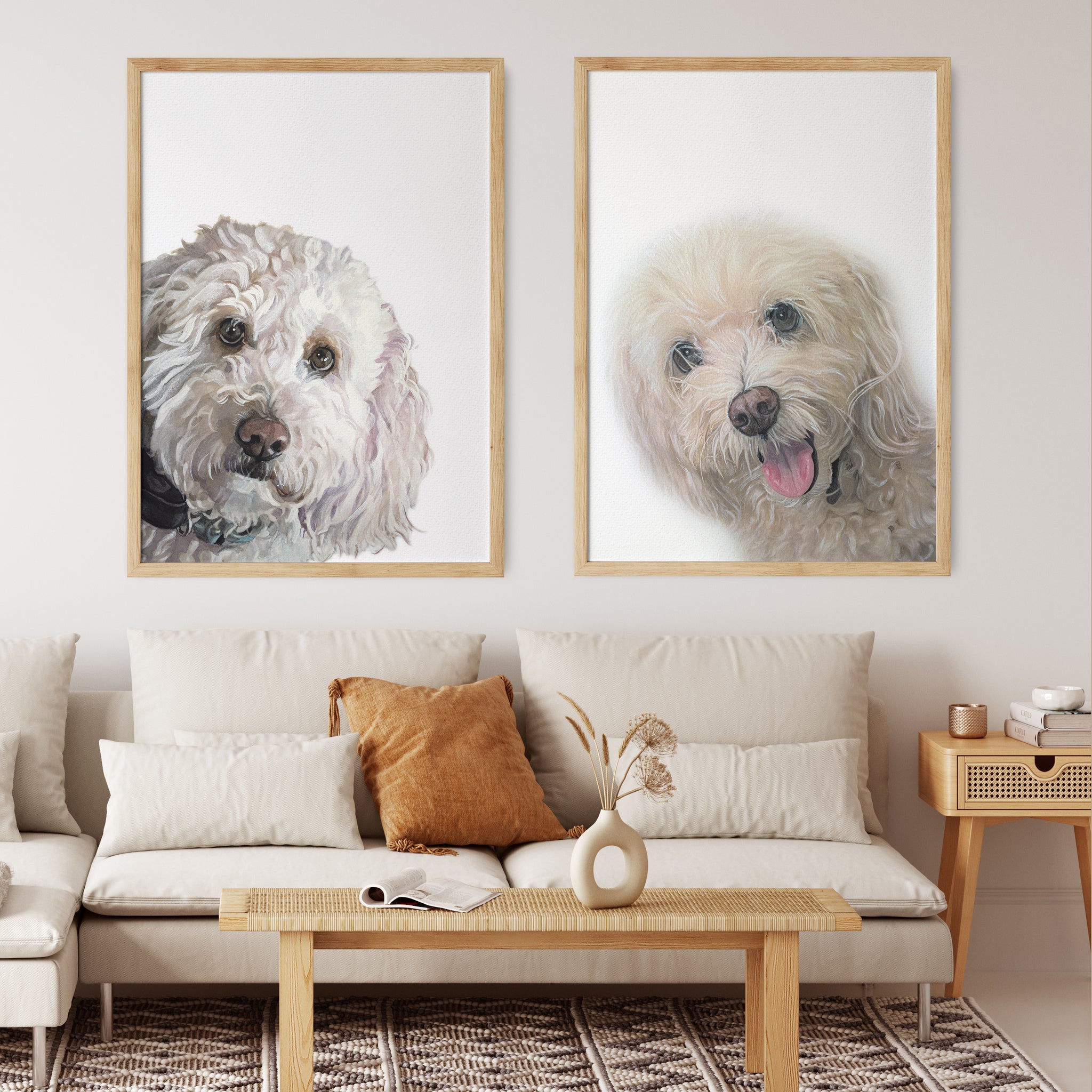 Custom Corner Peekaboo Dog Portrait | Hand-Painted Watercolor ...